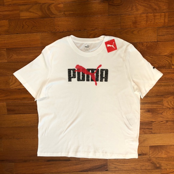 Puma | Shirts | Puma White Tshirt With Black Lettering Red Accents Mens ...